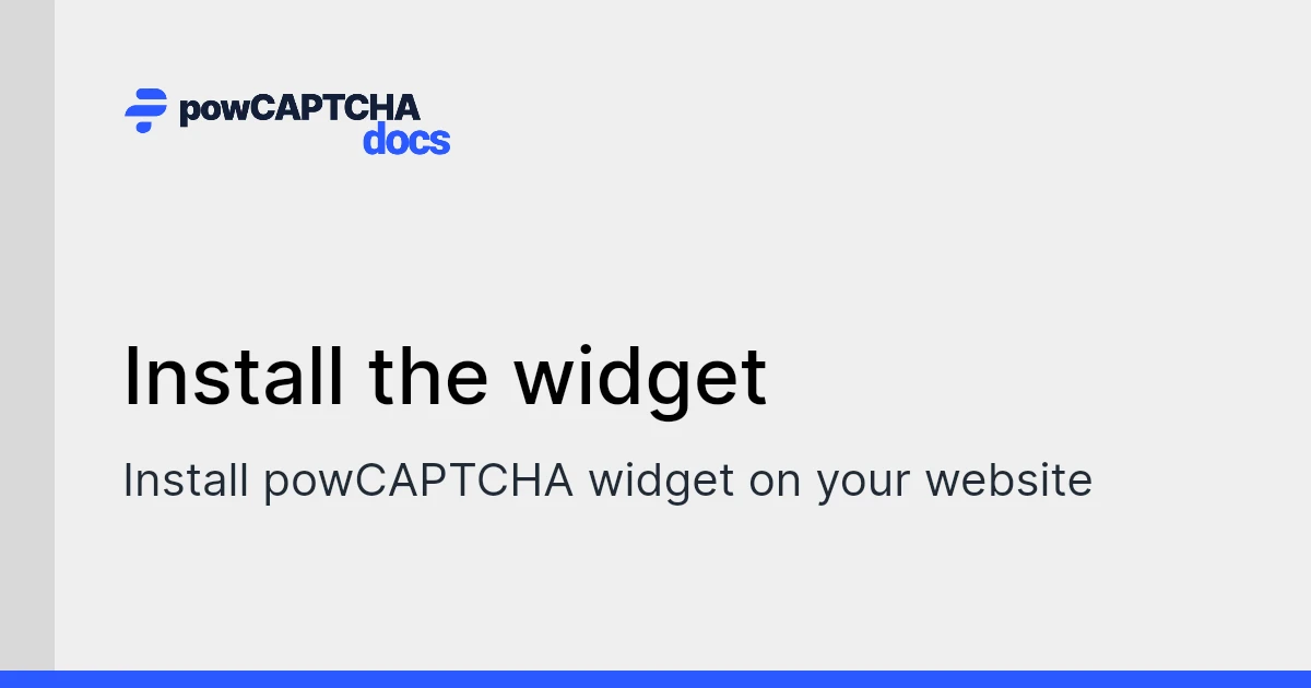 Install the widget | Docs
